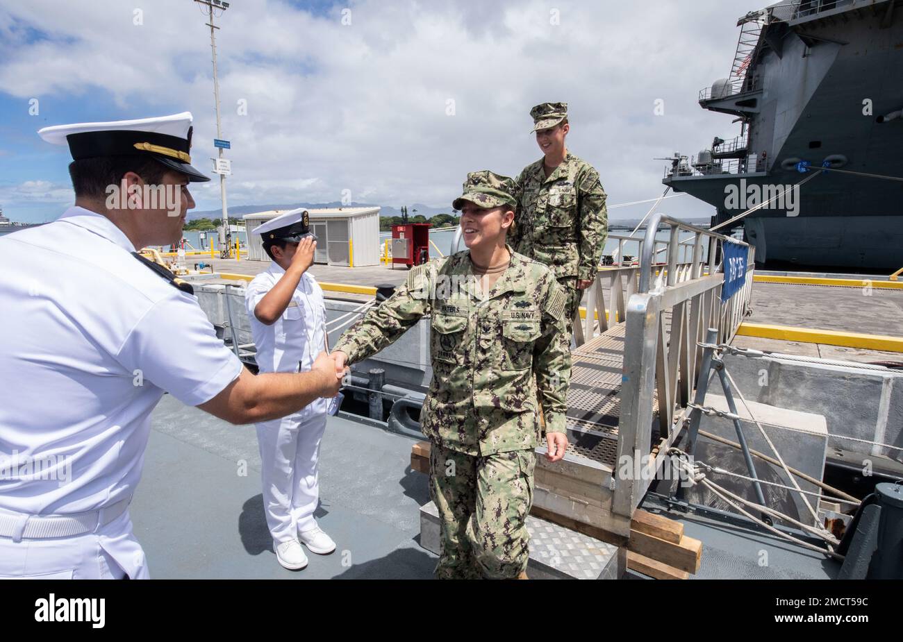 U.S. Navy Sailors visit Peruvian Navy corvette BAP Guise (CC-28) during ...