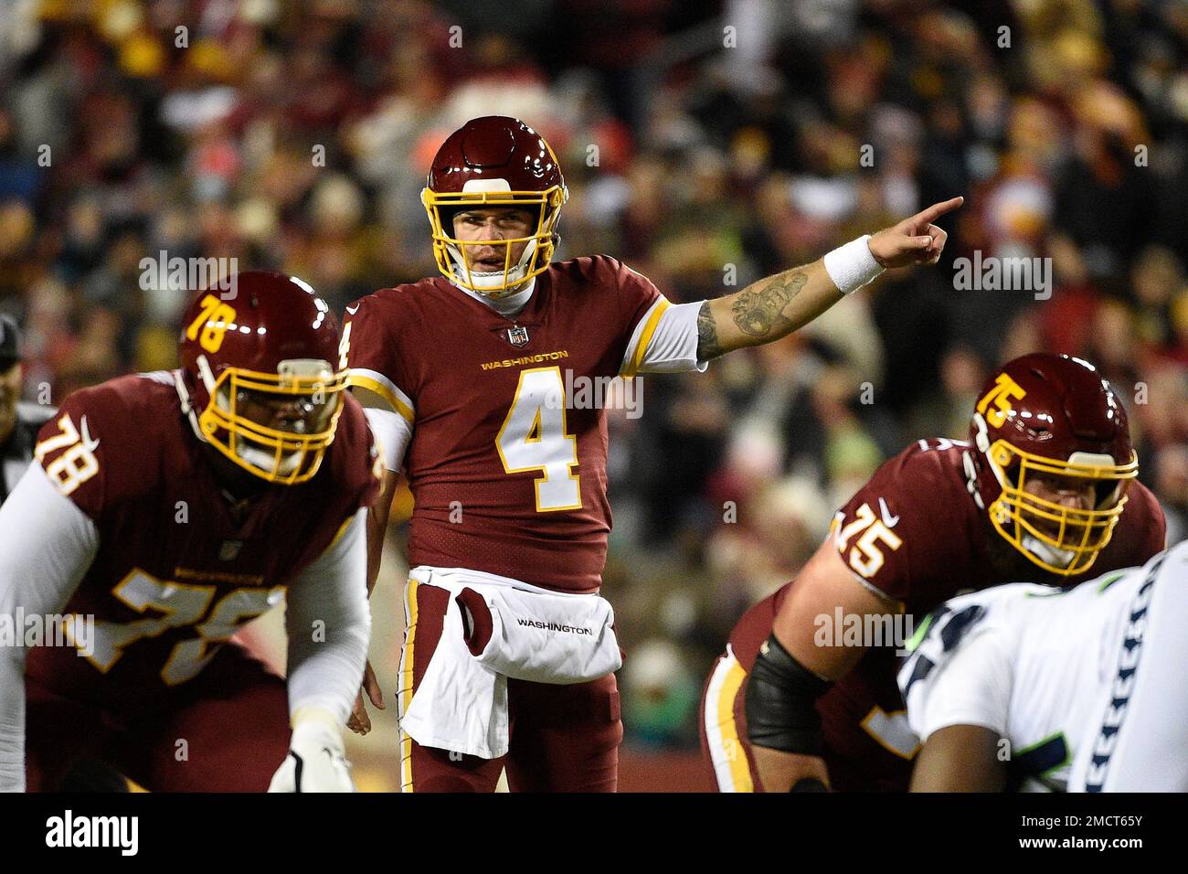 Washington Football Team quarterback Taylor Heinicke (4) calls signals ...