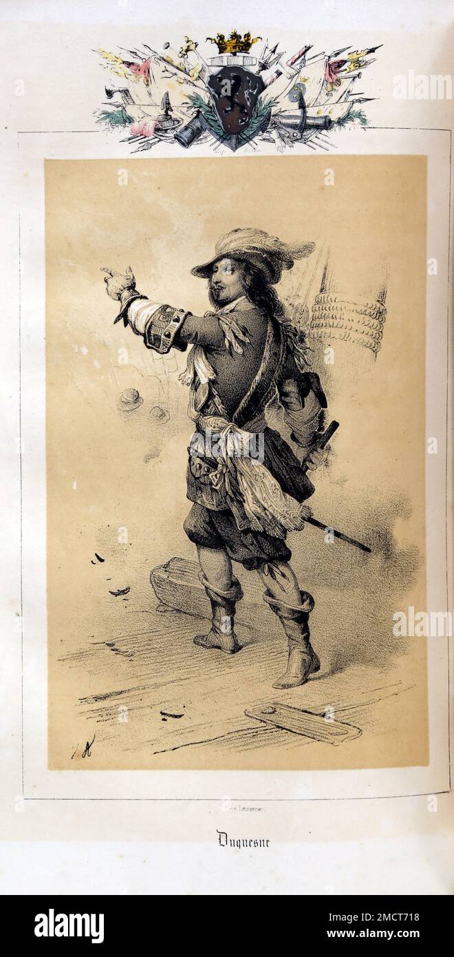 Abraham Duquesne (Du Quesne) (1610-1688) - engraving from "Les marins ...