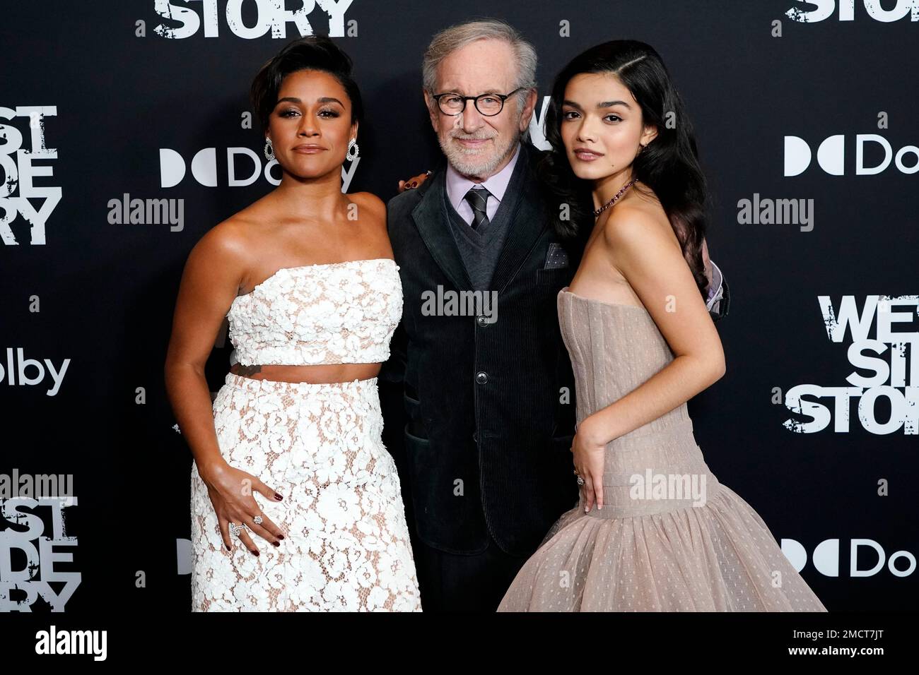 Ariana DeBose, left, Steven Spielberg and Rachel Zegler attend the ...
