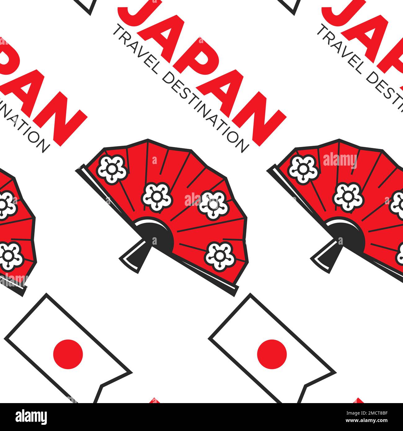 Japan travel destination Japanese national flag and fan Stock Vector ...