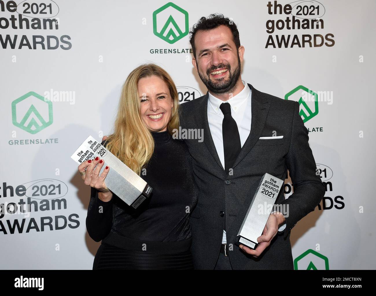 Monica Hellström, left, and Jonas Poher Rasmussen pose with the best ...