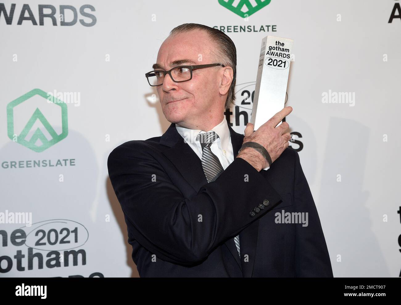 Eamonn Bowles poses with the industry tribute award at the Gotham ...