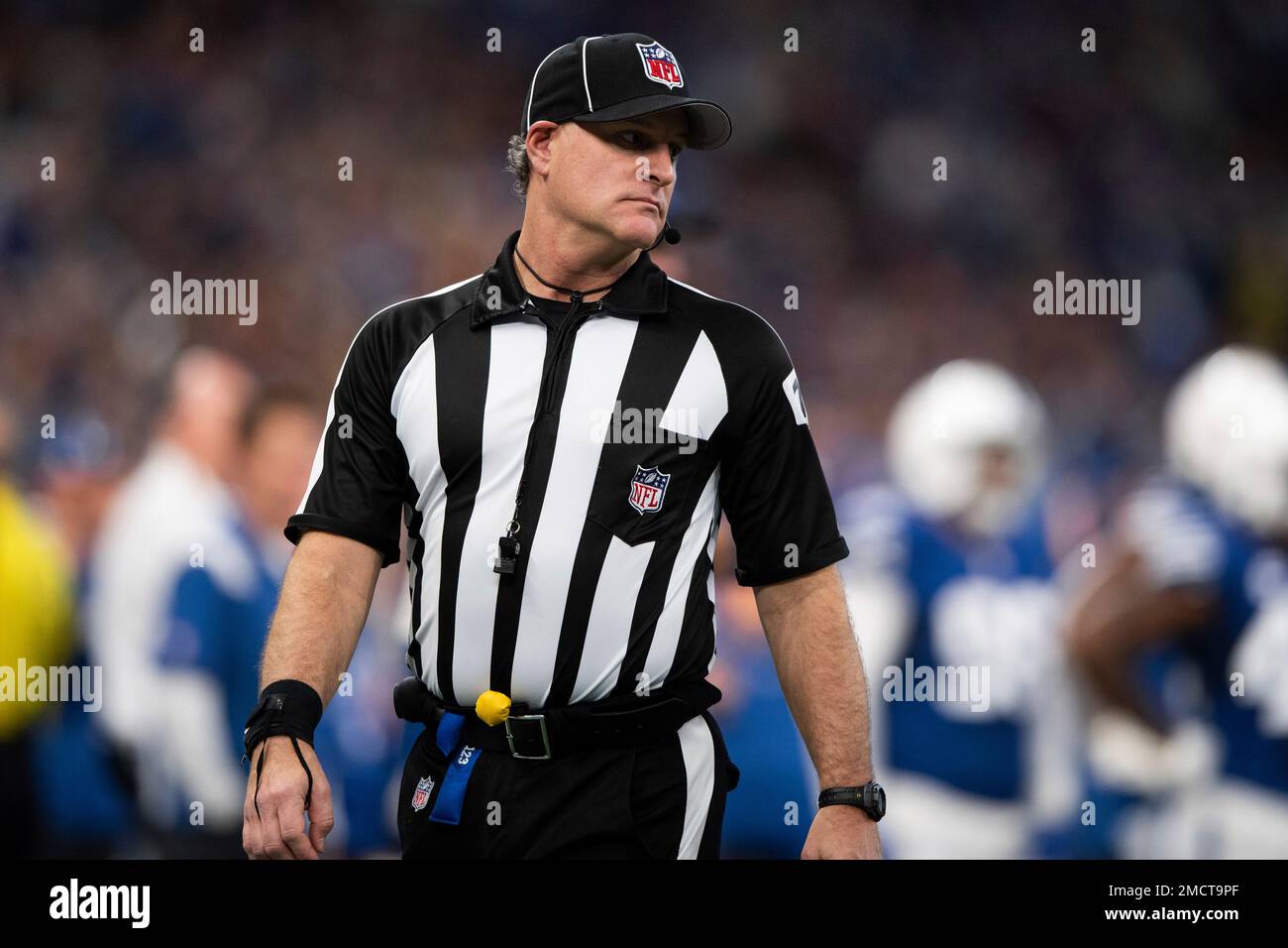 NFL line judge Mike Dolce (123) on the field during an NFL football ...