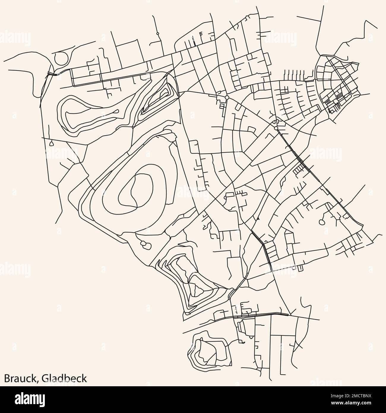 Street roads map of the BRAUCK DISTRICT, GLADBECK Stock Vector Image ...