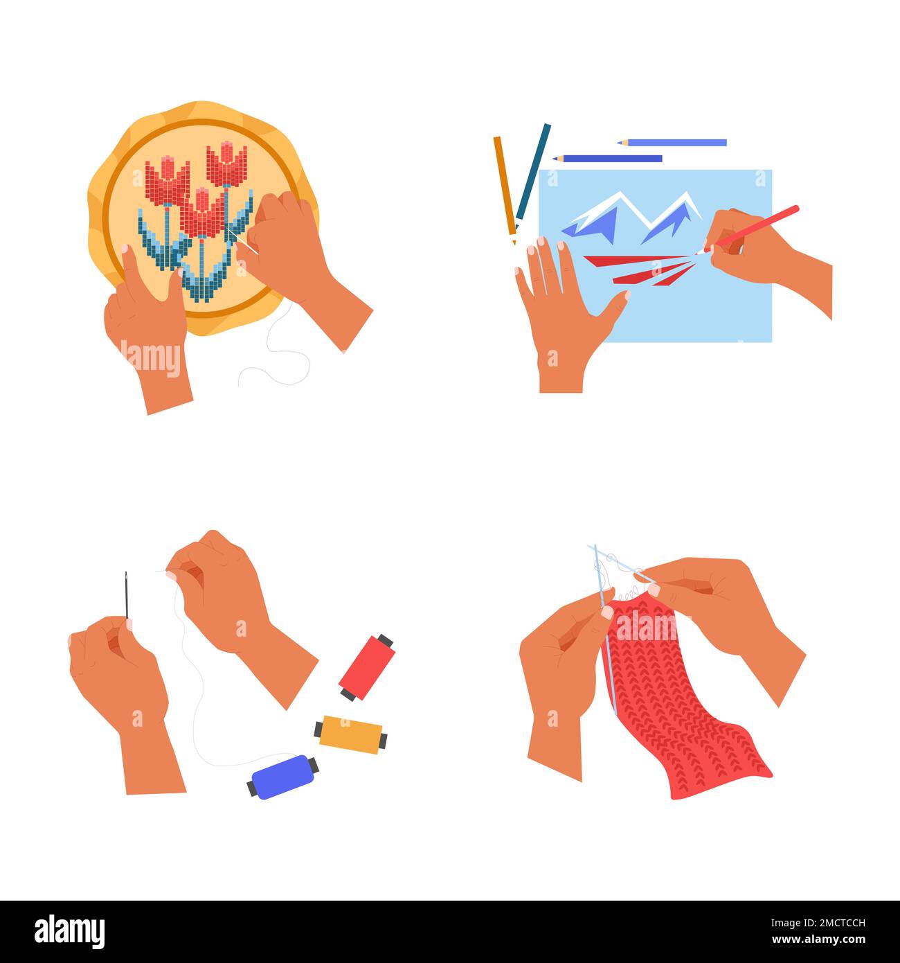 Handicrafts human hands or palms embroidery and drawing sewing and ...