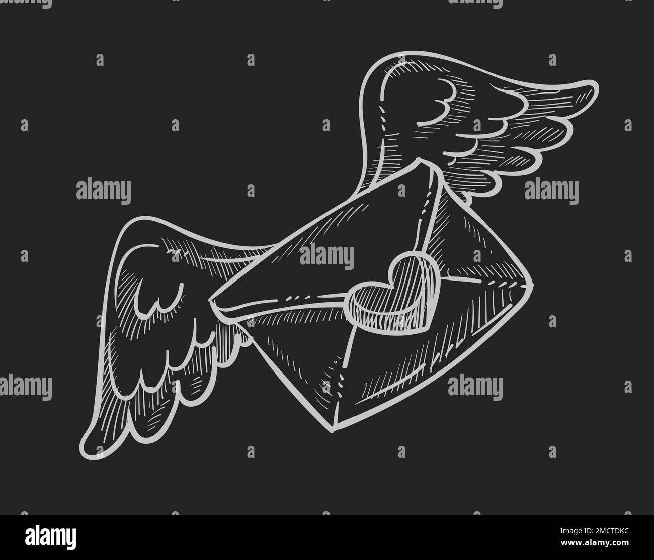 Valentines day post or mail love letter in envelope with wings Stock ...