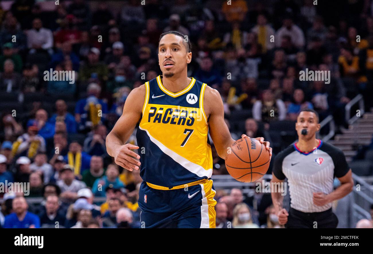 Indiana Pacers guard Malcolm Brogdon (7) during an NBA basketball game ...