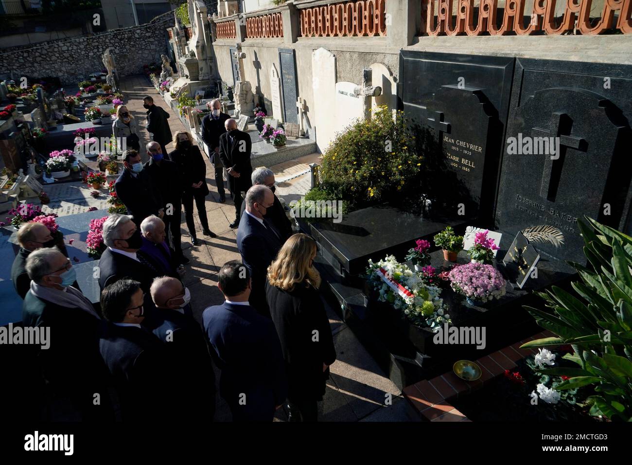 Prince Albert II of Monaco, centre, pays hommage to Josephine Baker's ...