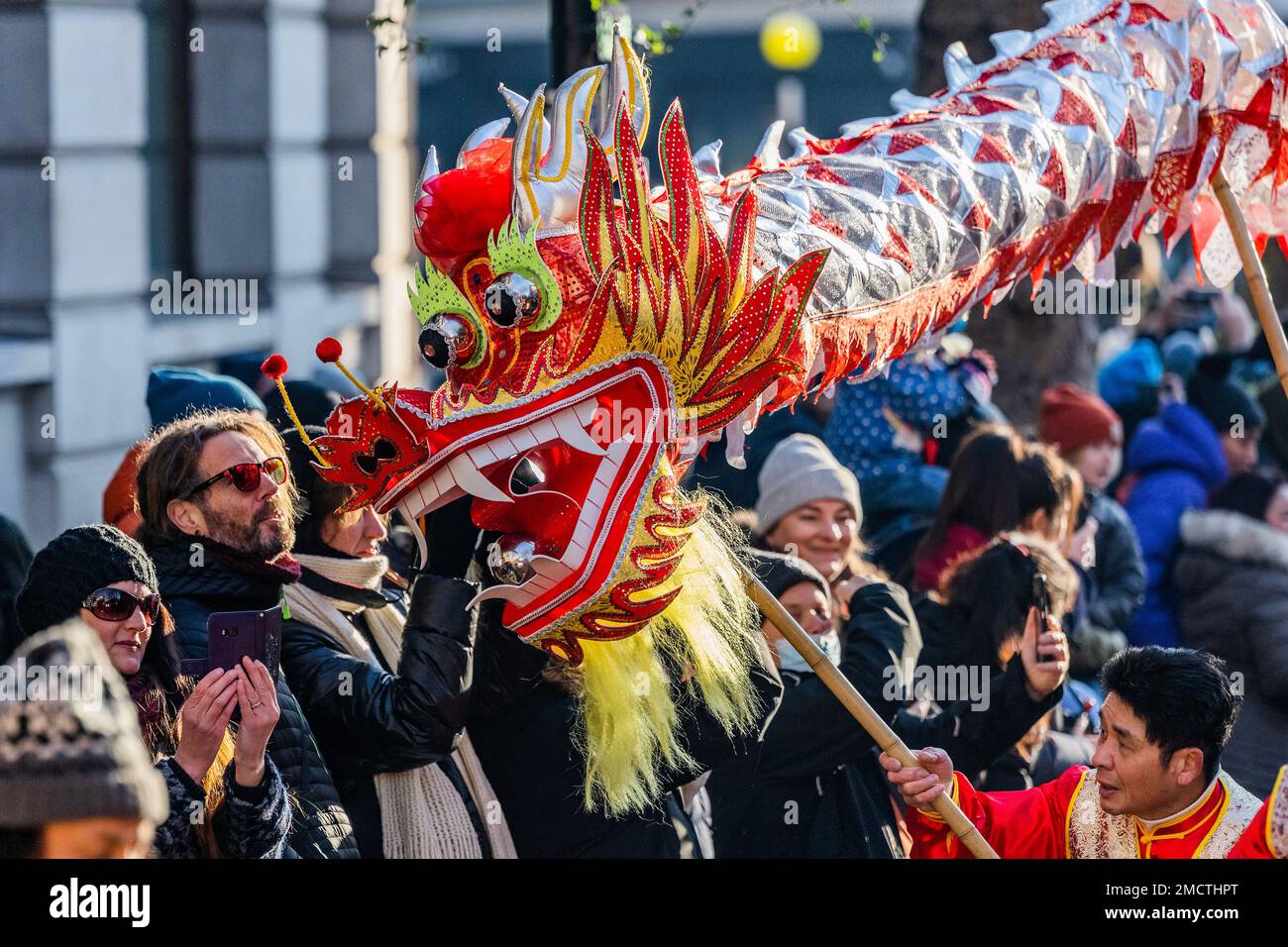 London, UK. 22nd Jan, 2023. The annual parade led by drogon and lion ...