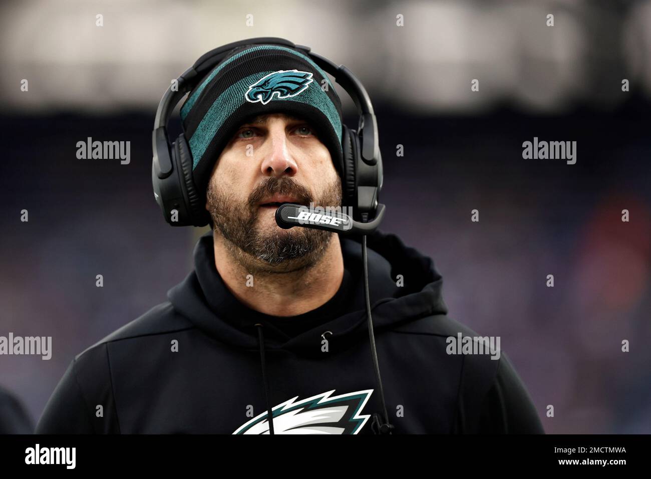 Philadelphia Eagles head coach Nick Sirianni looks on against the New ...
