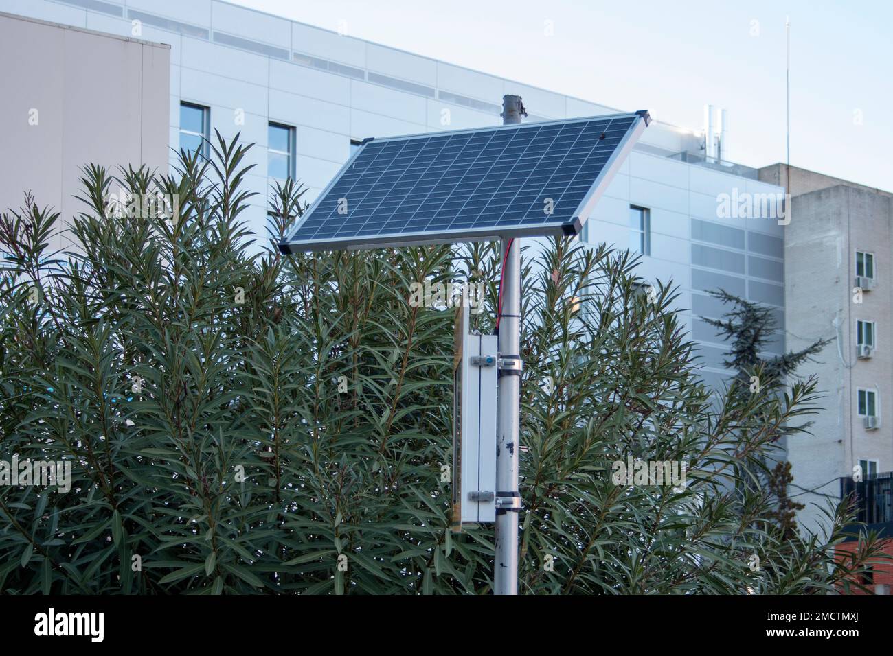 Traffic sign, speed radar, with solar panel for power supply, in the ...