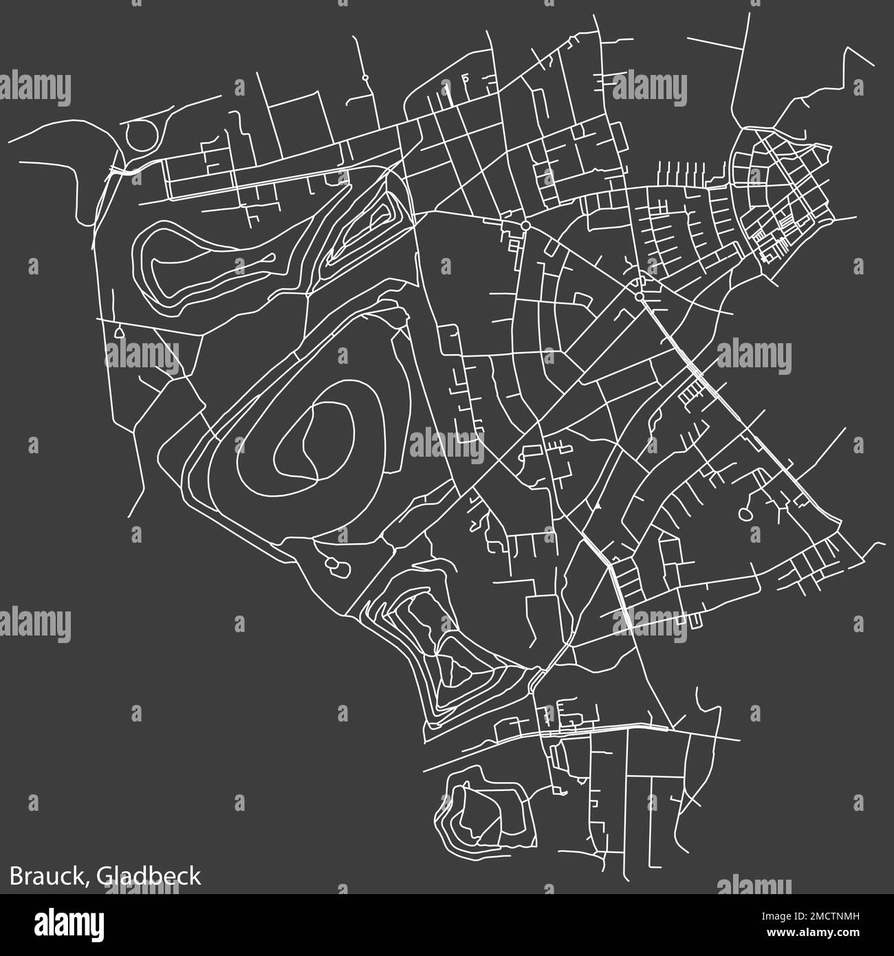 Street roads map of the BRAUCK DISTRICT, GLADBECK Stock Vector Image ...