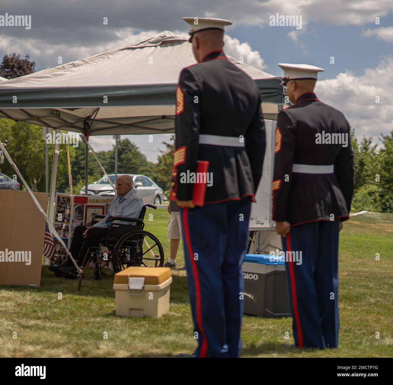 U.S. Marine Corps Gunnery Sgt. Jerod Richardson (left) with Officer ...