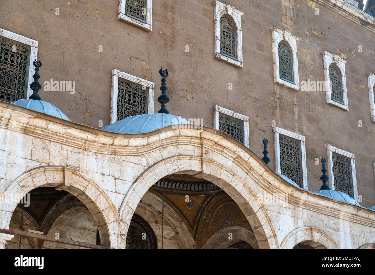 Row of windows and domes, Muhammad Ali mosque in Salah Al Din Cairo ...