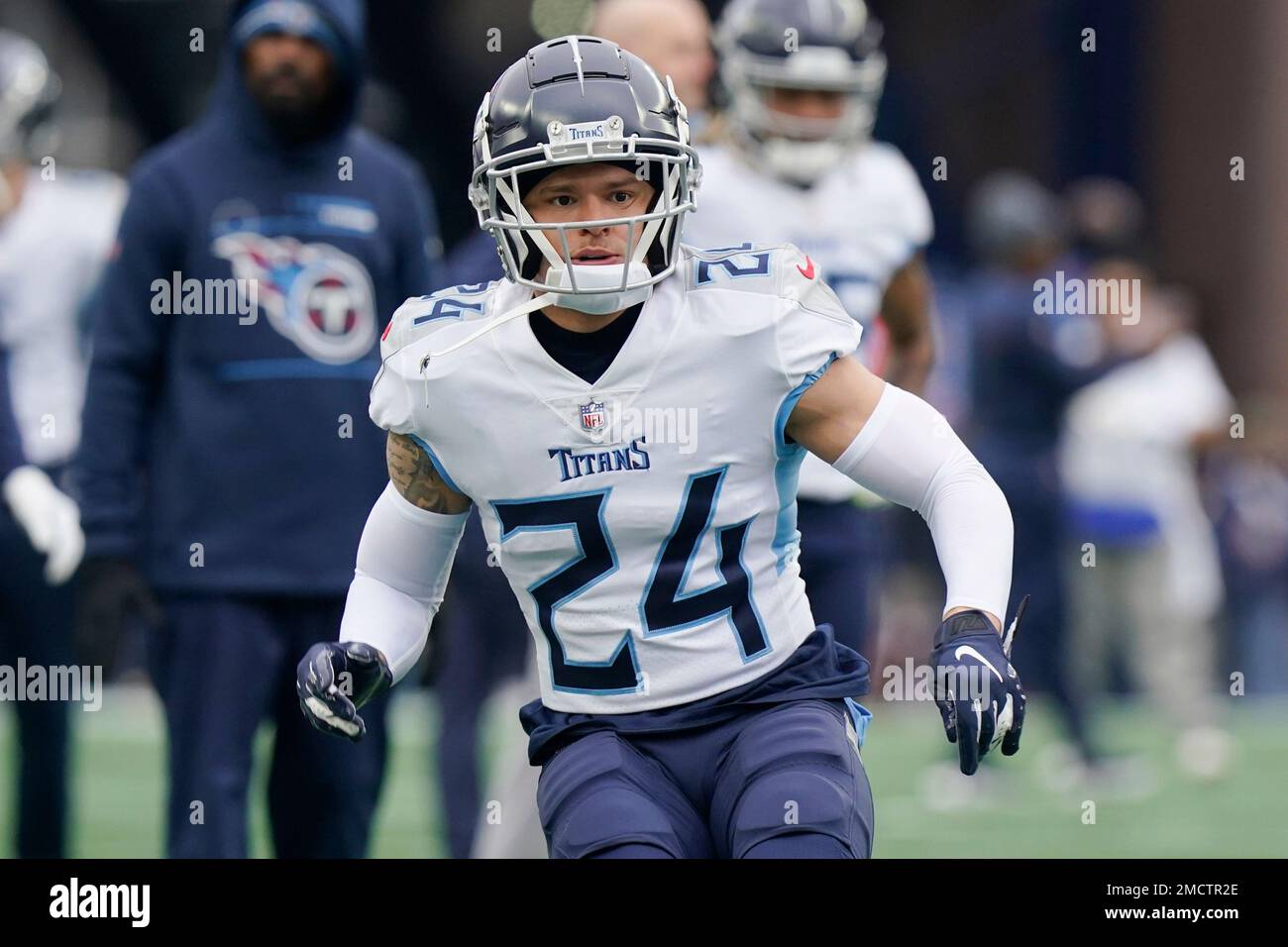 Tennessee Titans cornerback Elijah Molden (24) prior to an NFL football ...