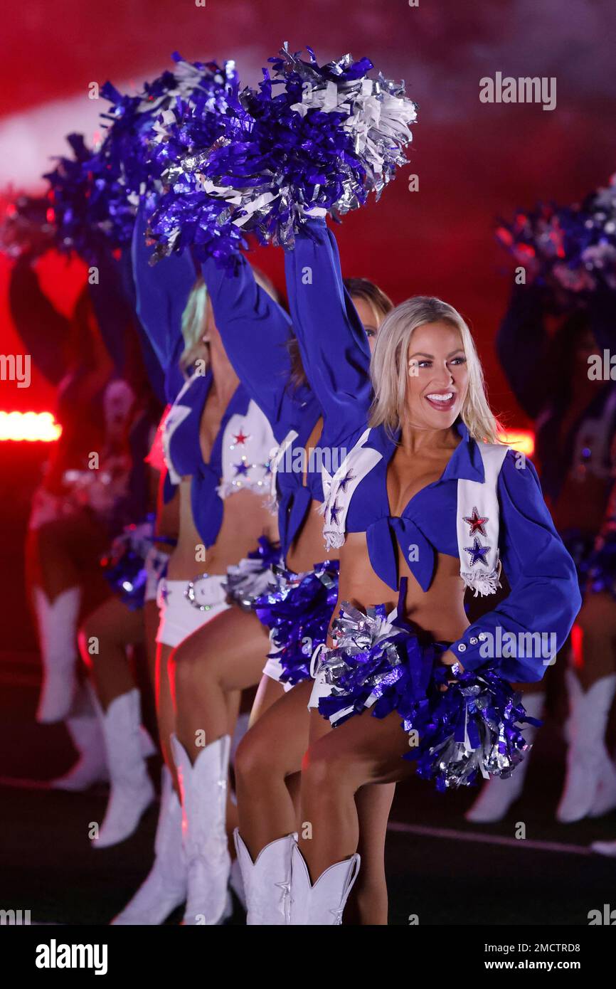 Dallas Cowboys Cheerleaders perform during halftime of an NFL Football ...