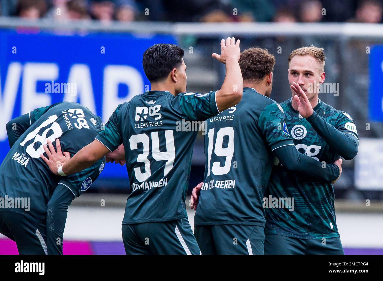 HERENVEEN - (r) Florian Kruger of FC Groningen celebrates his goal ...
