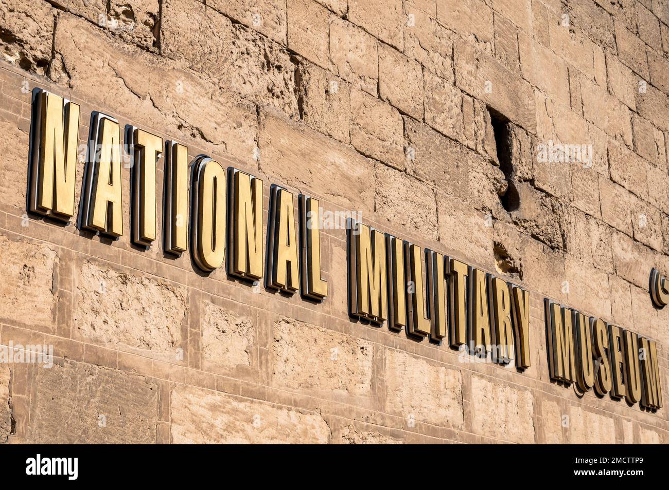 Name sign on the wall of the National Military Museum in the Salah El ...