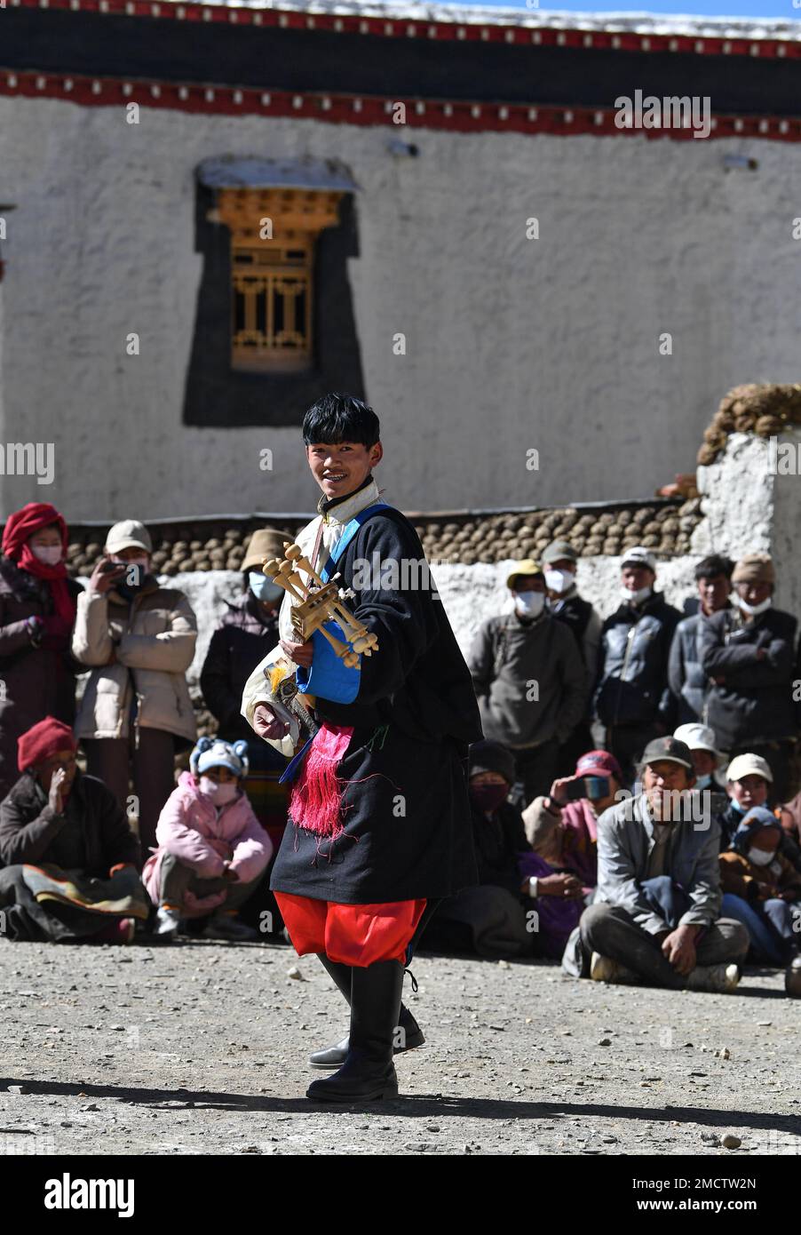 Lhasa, China's Tibet Autonomous Region. 21st Jan, 2023. An actor plays ...