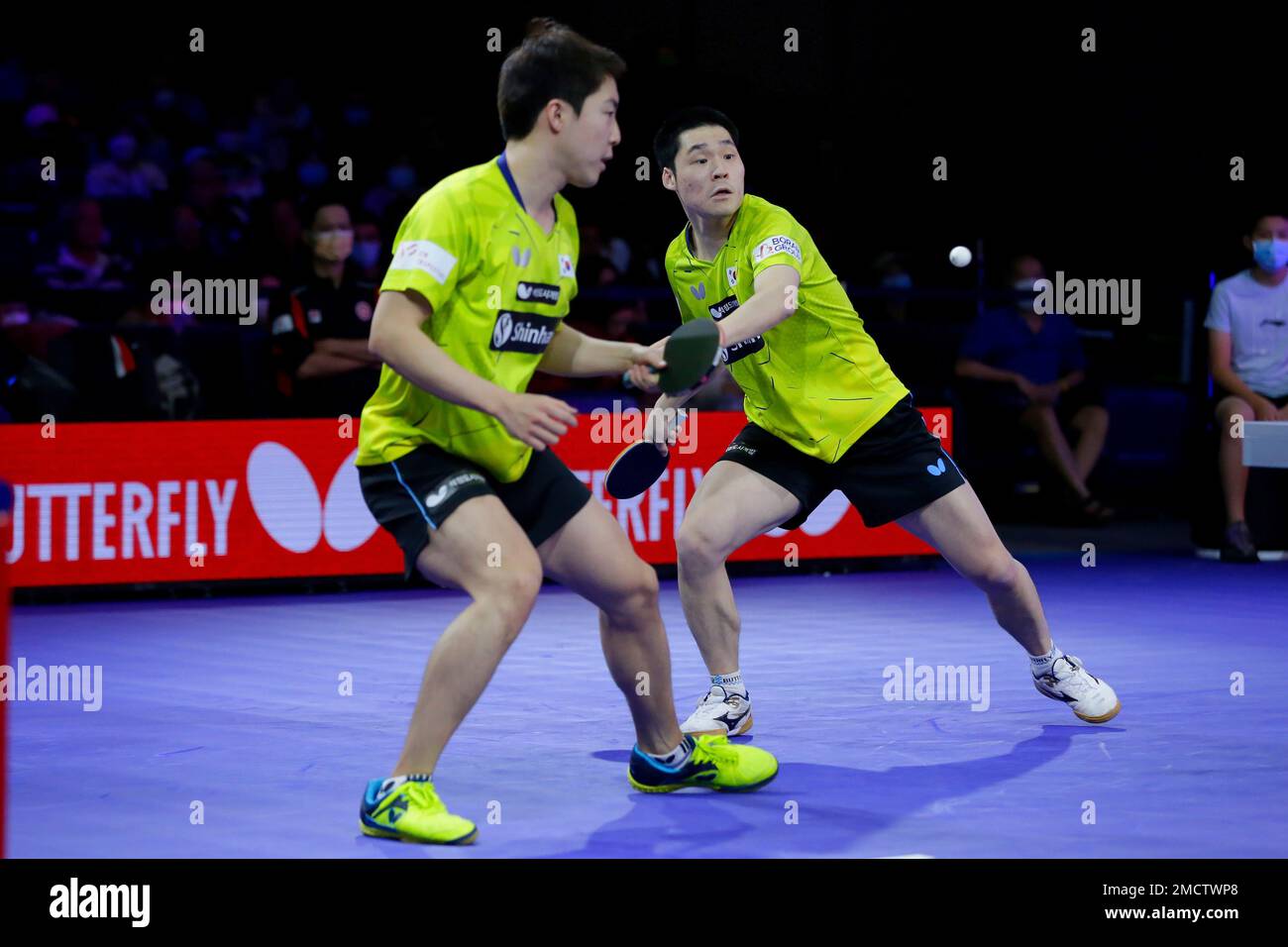 South Korea's Jong-hoon Lim, left, and Woojin Jang, right, during a ...