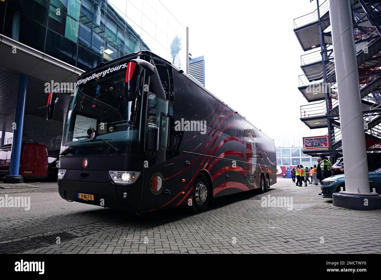 Rotterdam - The Feyenoord bus arriving at De Kuip before the match ...
