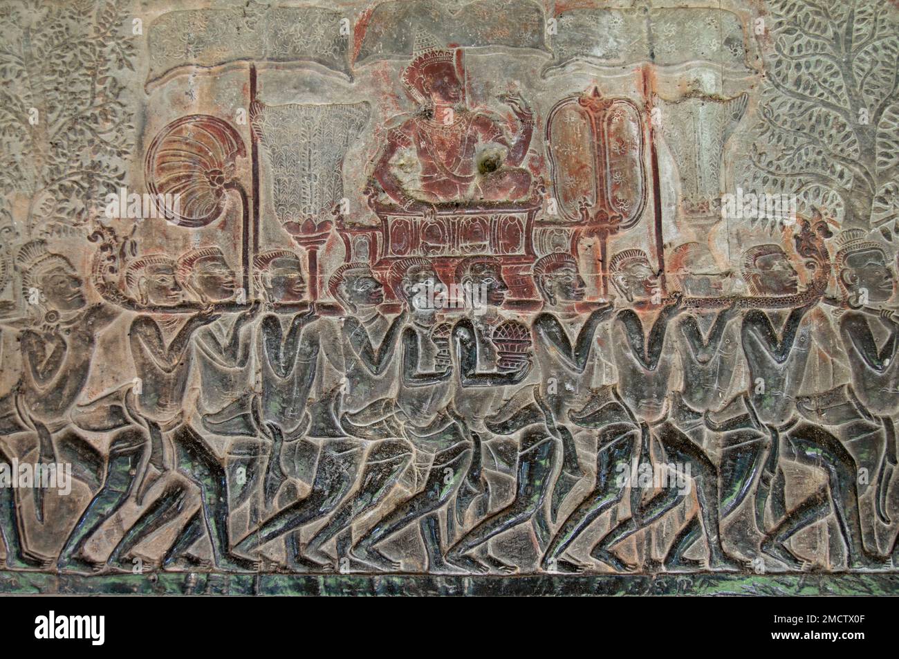 Carving of King being carried on litter by soldiers going to war ... Carving of King being carried on litter by soldiers going to war ...