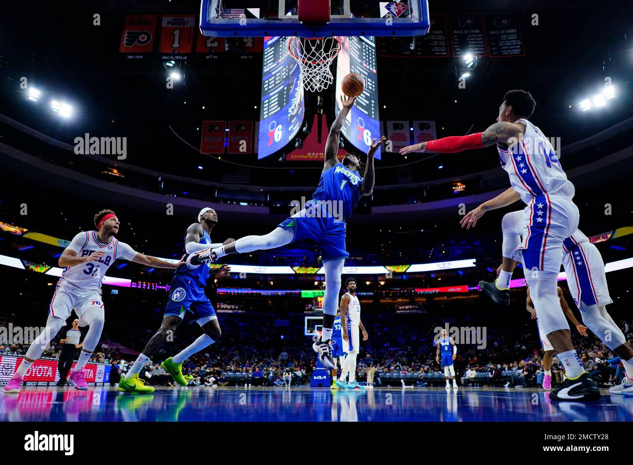 Minnesota Timberwolves' Anthony Edwards goes up for a shot during an ...