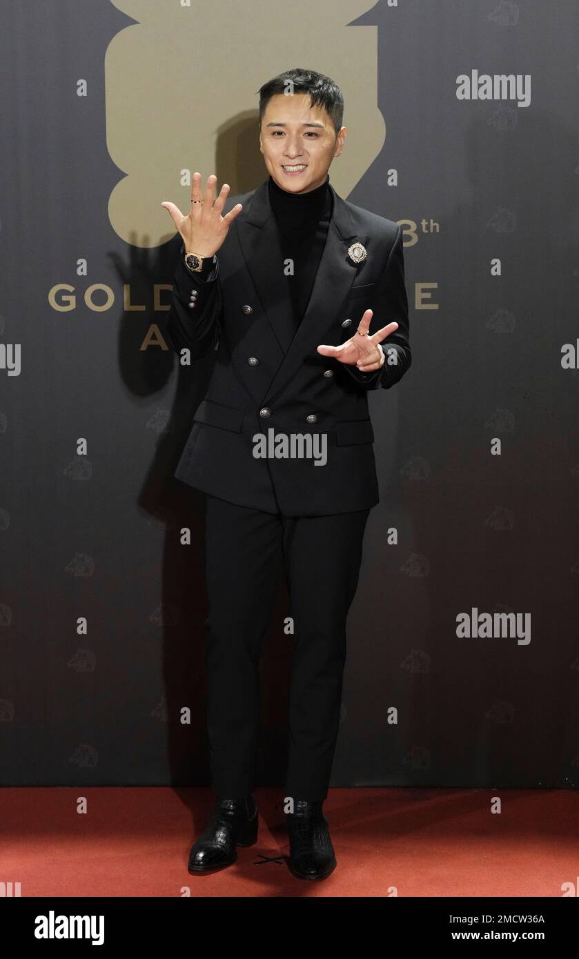 Taiwanese actor Cheng Jen-shuo arrives at the 58th Golden Horse Awards ...
