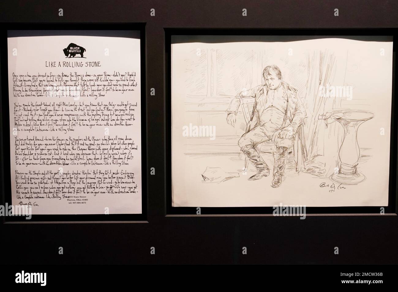 A pencil sketch drawn by Bob Dylan of his song "Like a Rolling Stone ...