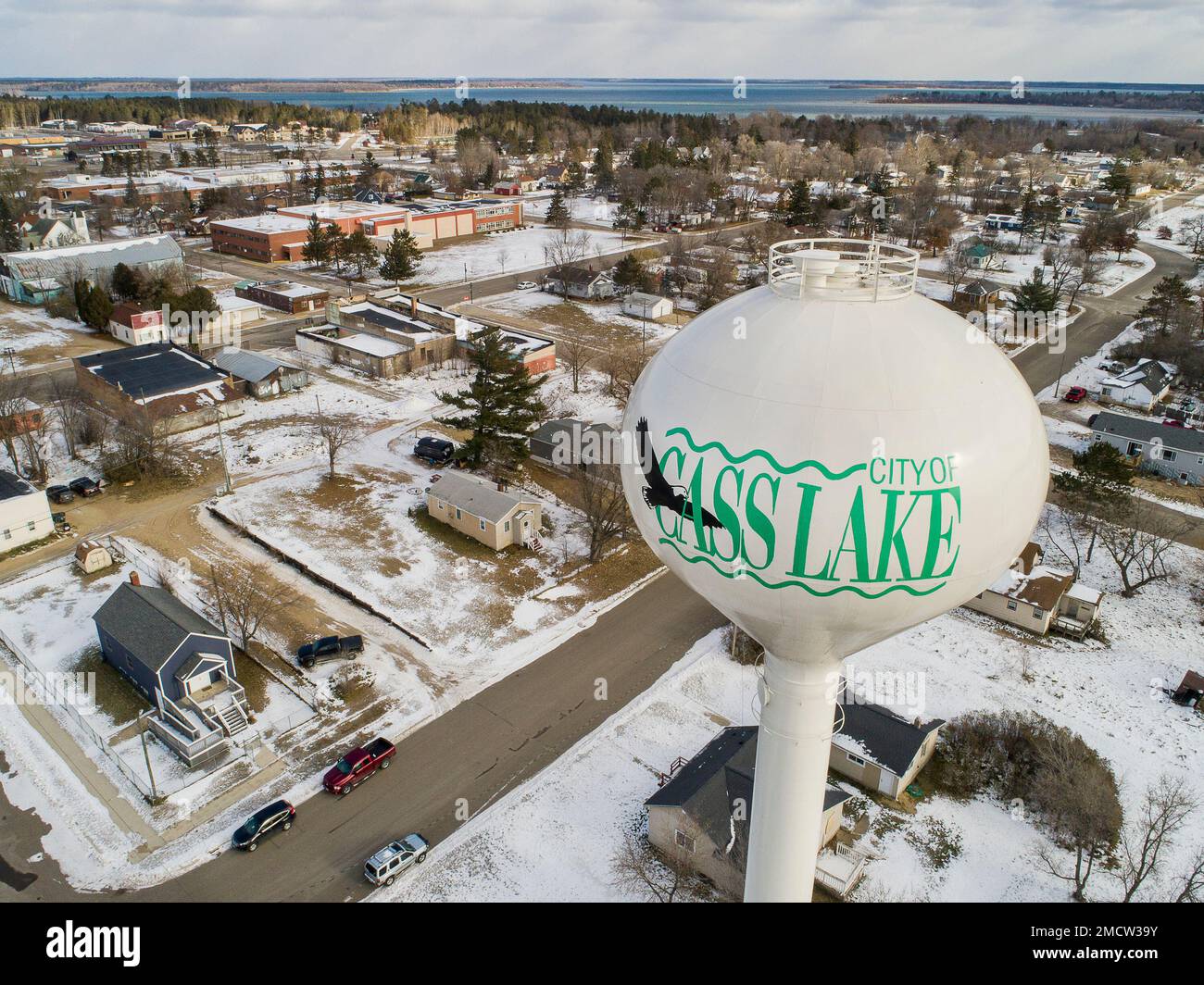 An aerial view of Cass Lake, Minn., Sunday, Nov. 21, 2021. Cass Lake ...