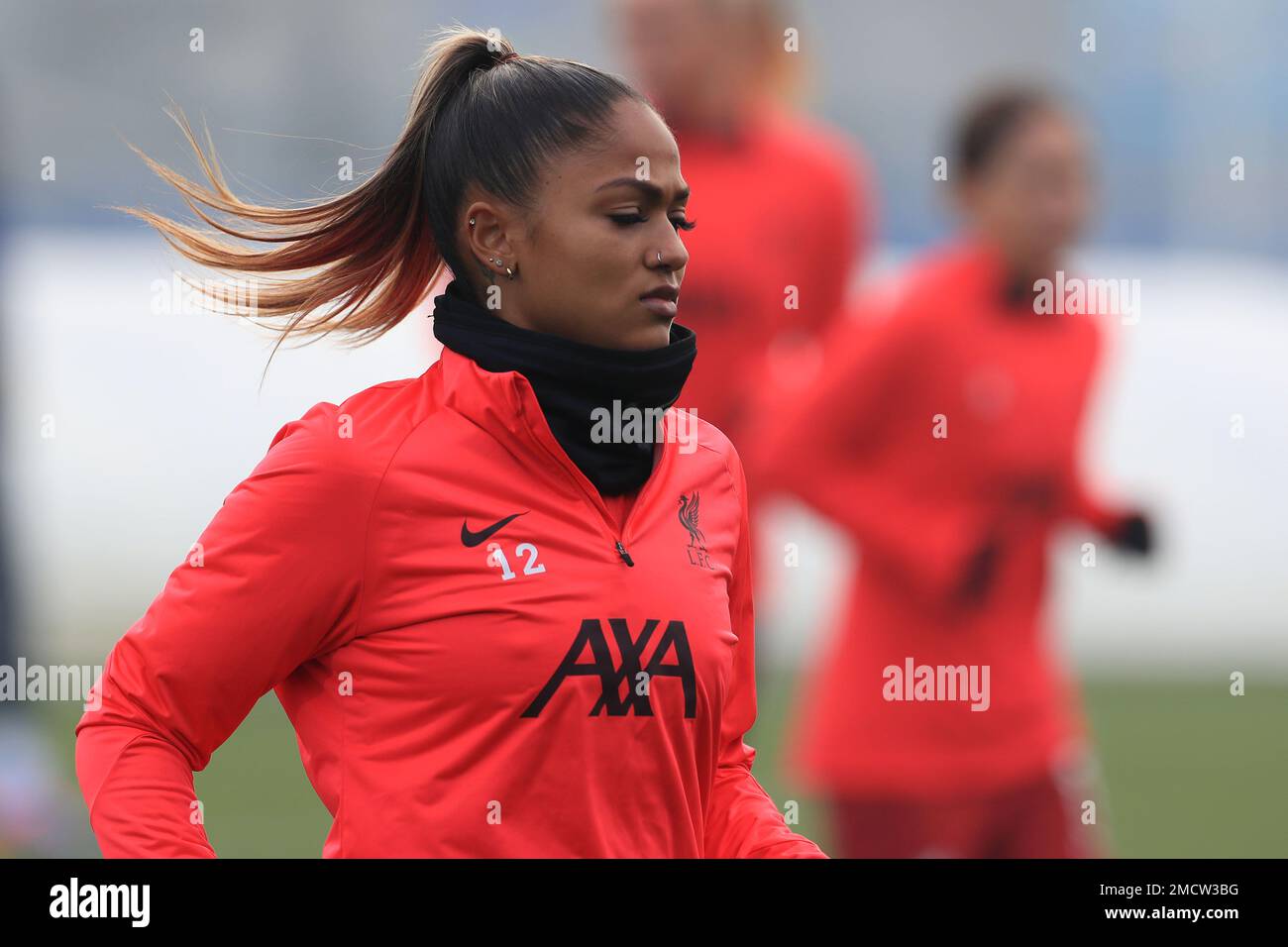 Kingston, UK. 22nd Jan, 2023. Taylor Hinds of Liverpool Women warms up ...
