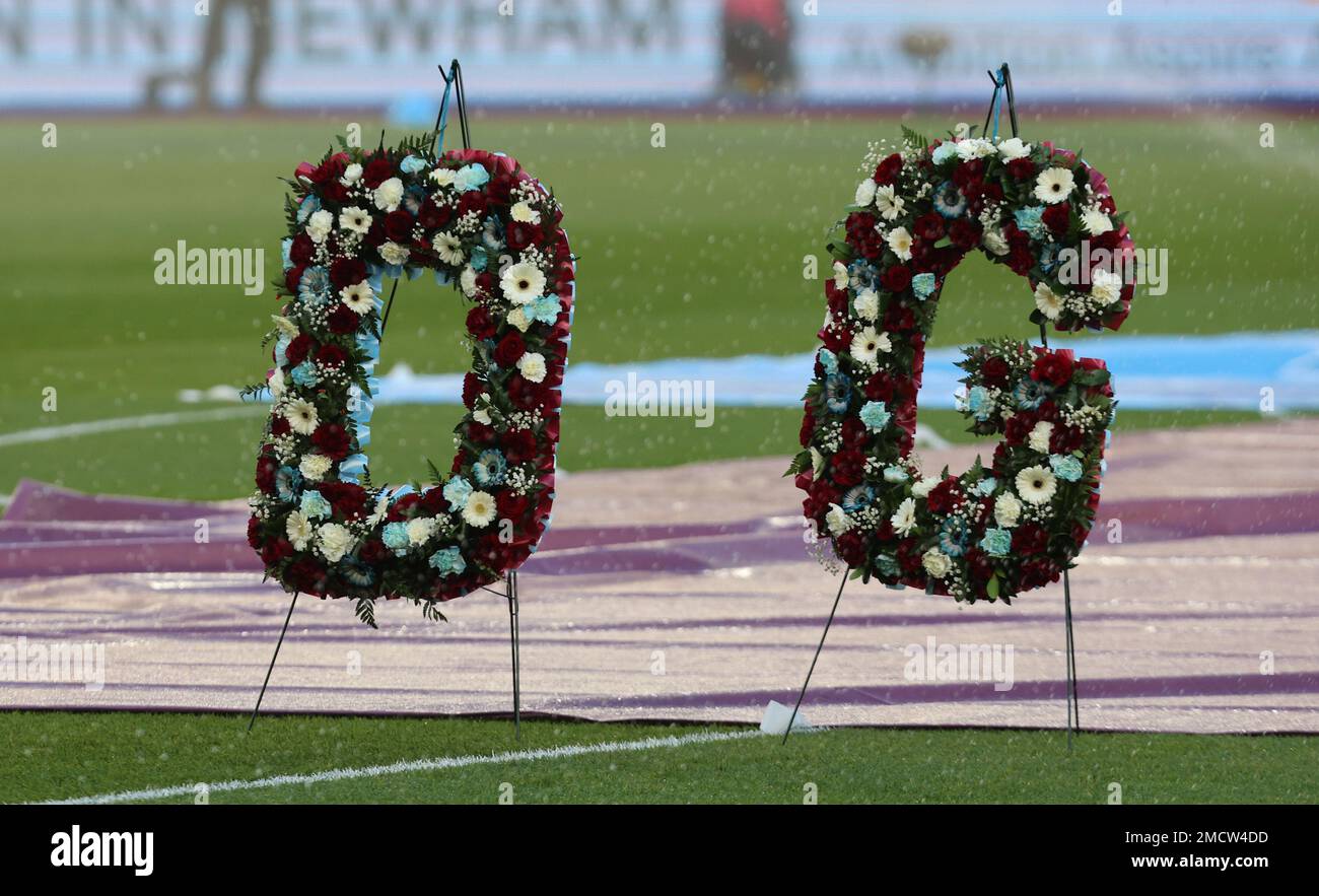 A floral tribute to the late West Ham united Joint-ChairmanDavid Gold ...