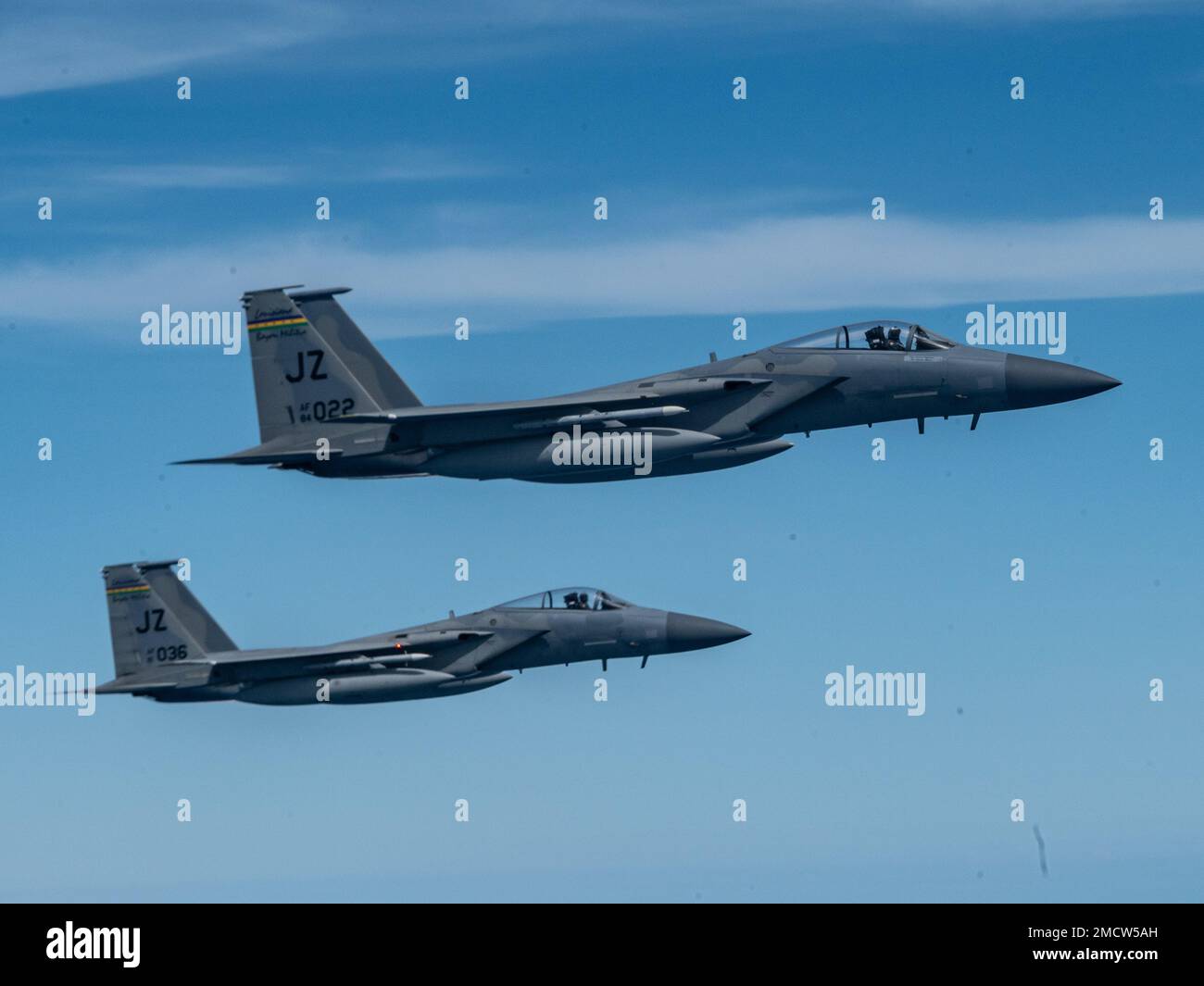 F-15 Eagles with the 159th Fighter Wing, Louisiana, fly over the wing ...