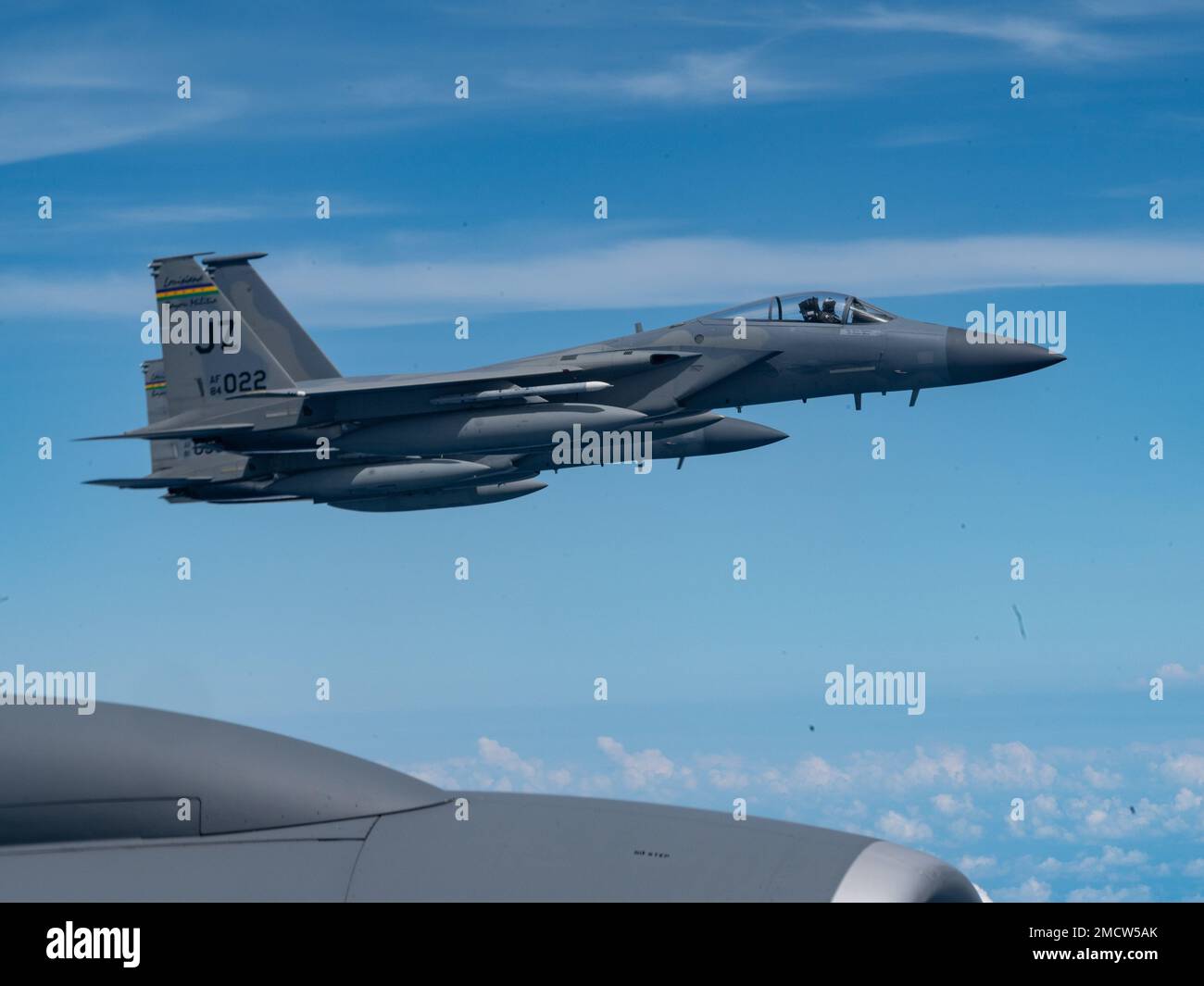 F-15 Eagles, with the 159th Fighter Wing, Louisiana, fly over the wing ...