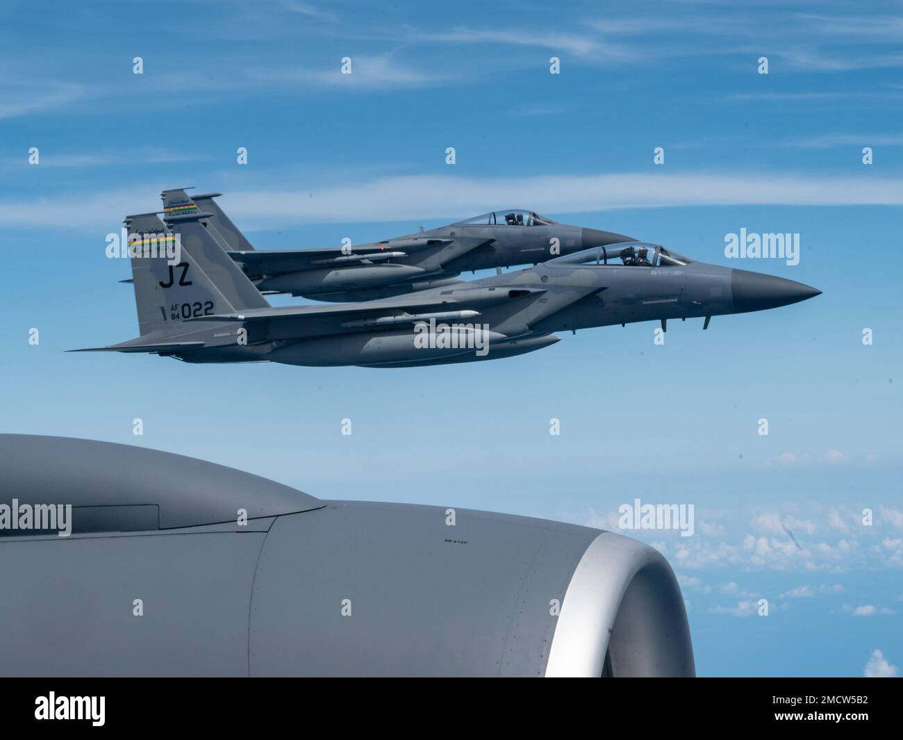 F-15 Eagles, with the 159th Fighter Wing, Louisiana, fly over the wing ...