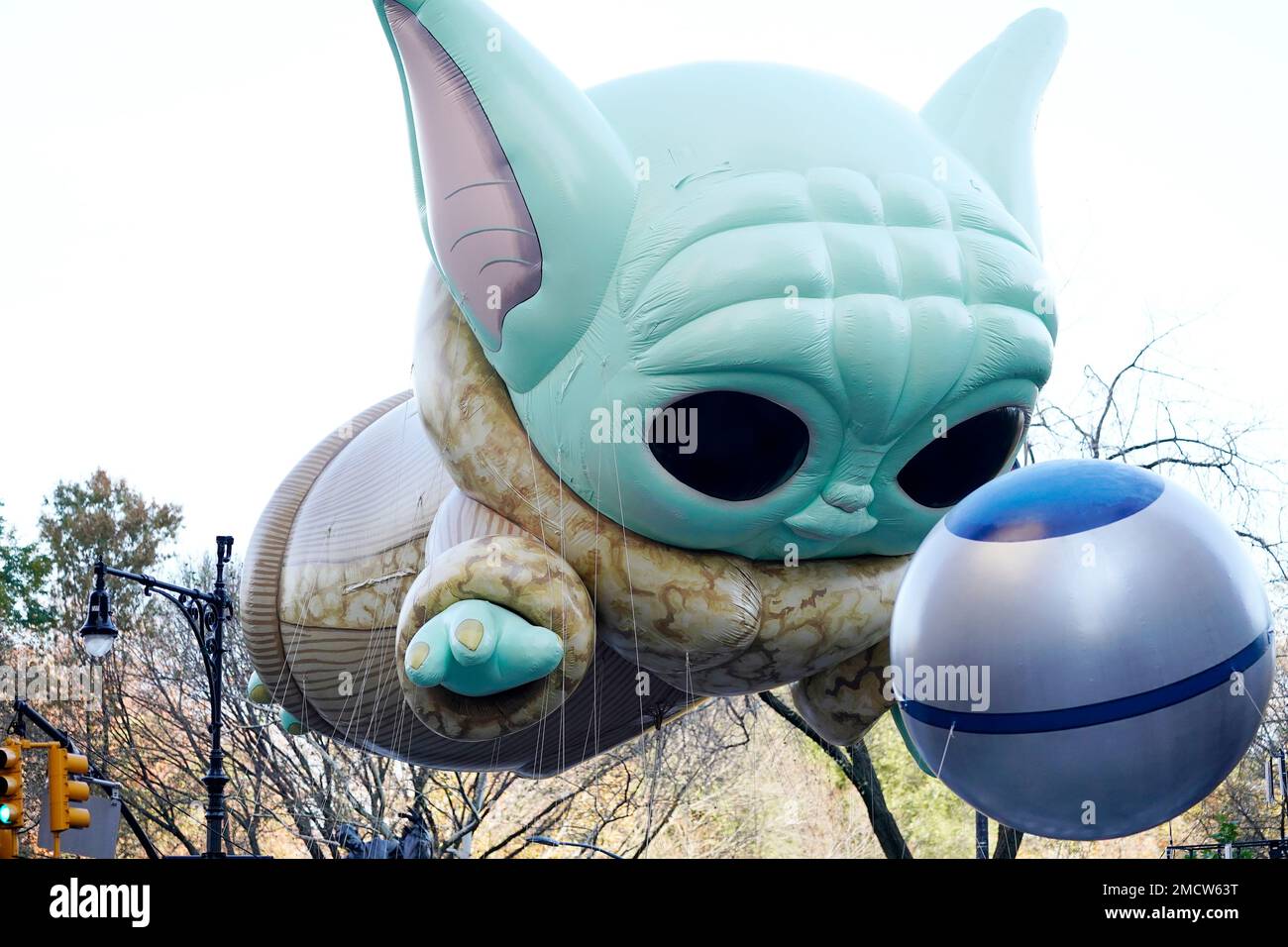 The Grogu or Baby Yoda balloon floats in the Macy's Thanksgiving Day Parade on Thursday, Nov. 25 ...