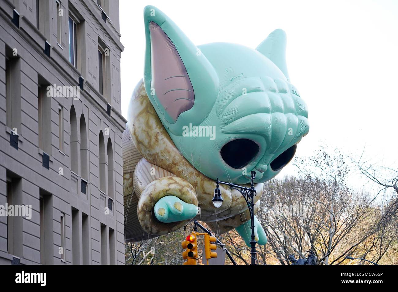 The Grogu or Baby Yoda balloon floats in the Macy's Thanksgiving Day ...