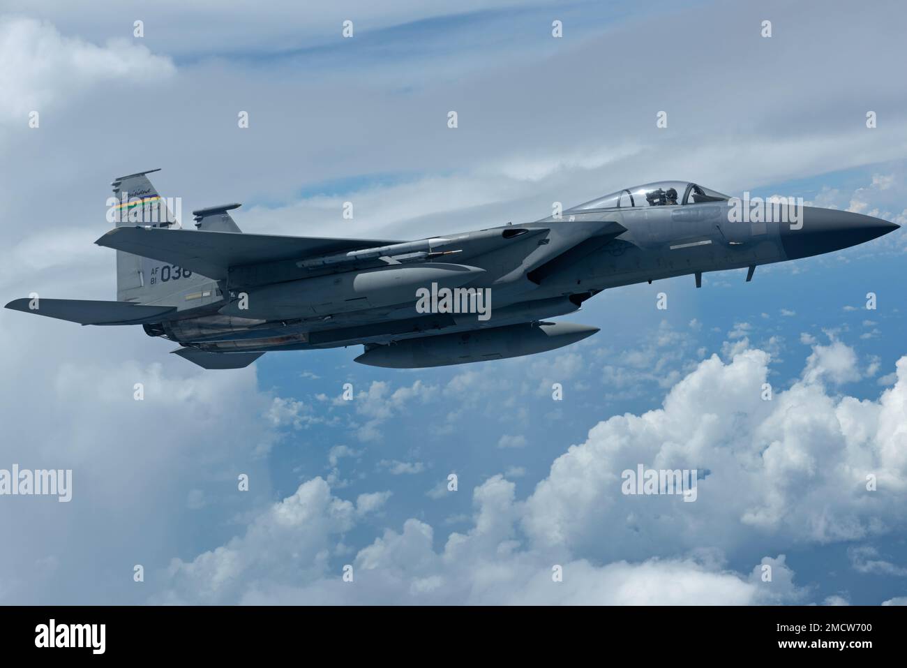 An F-15 Eagle with the 159th Fighter Wing, Louisiana, flies next to a ...