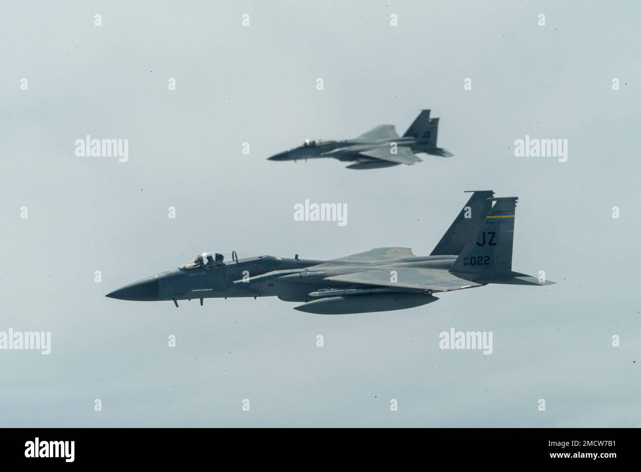 A pair of F-15 Eagles with the 159th Fighter Wing out of Louisiana fly ...