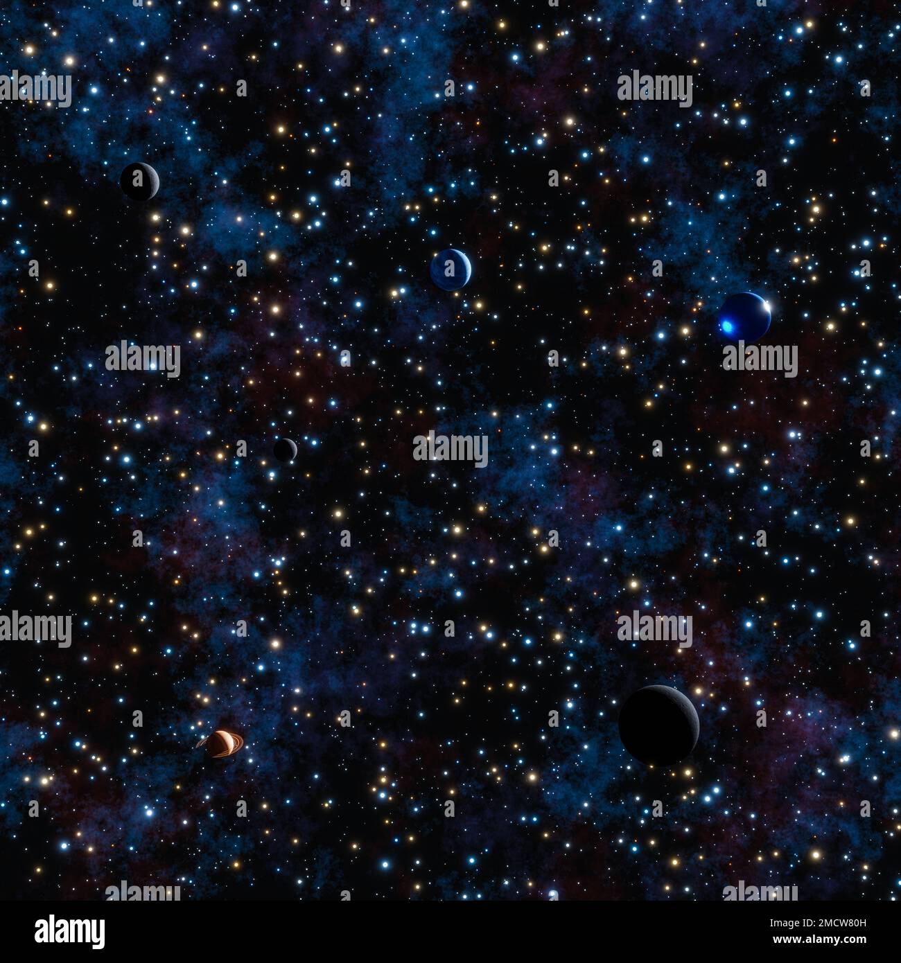 3D illustration of night sky with stars and planets Stock Photo - Alamy