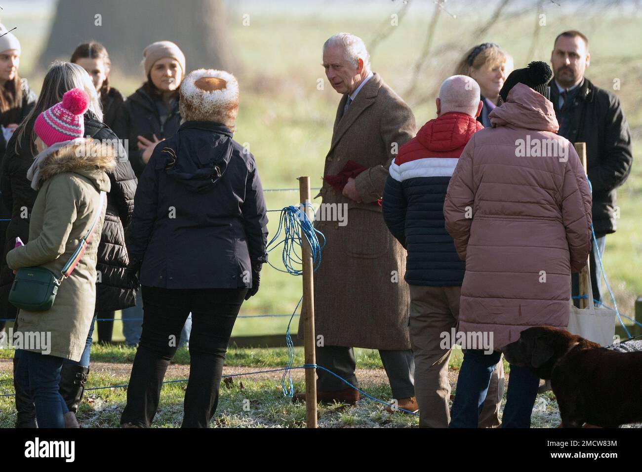 King Charles III talks to wellwishers after attending a church service ...