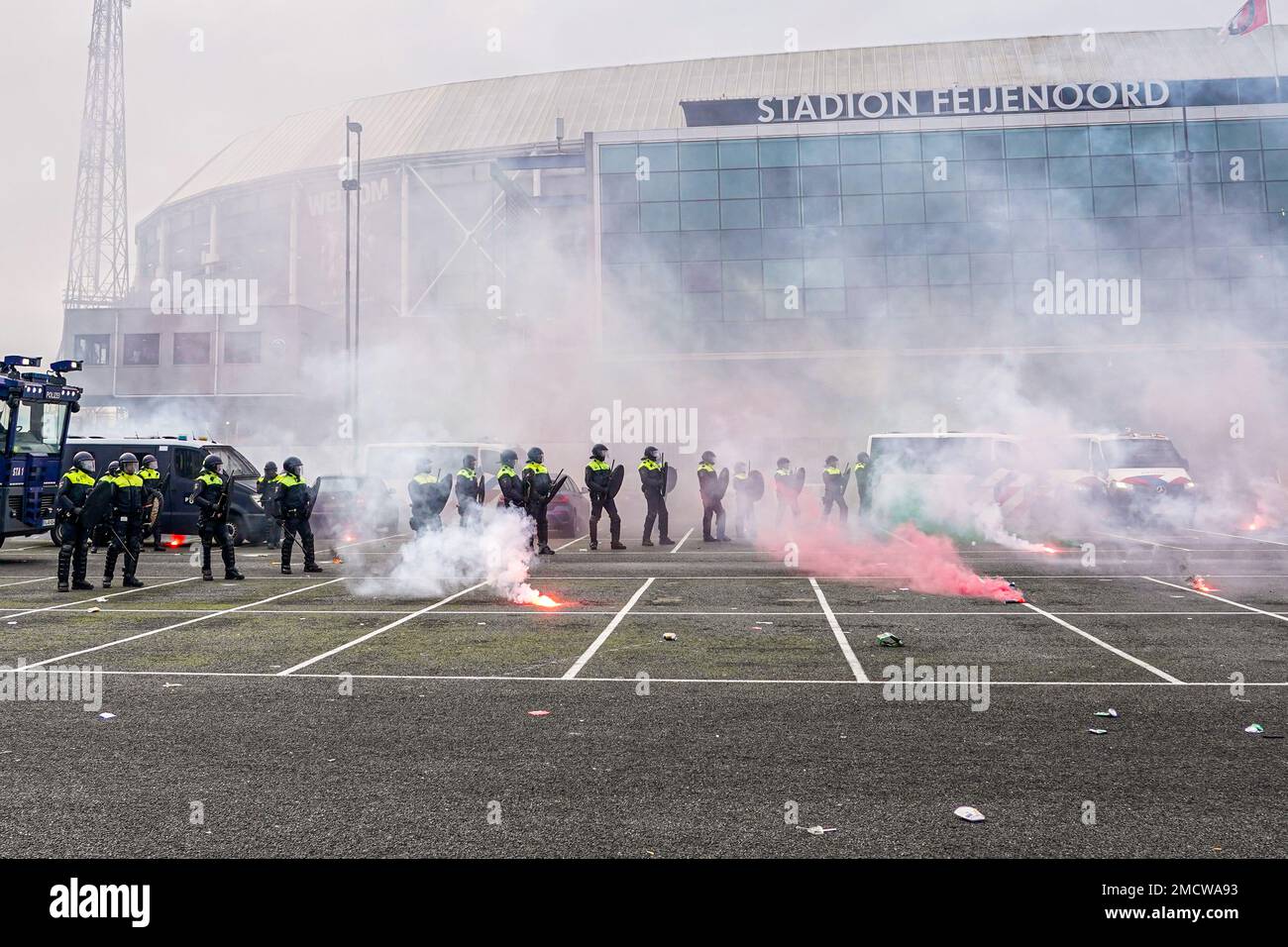 ROTTERDAM, NETHERLANDS - JANUARY 22: Police are seen with fireworks ...