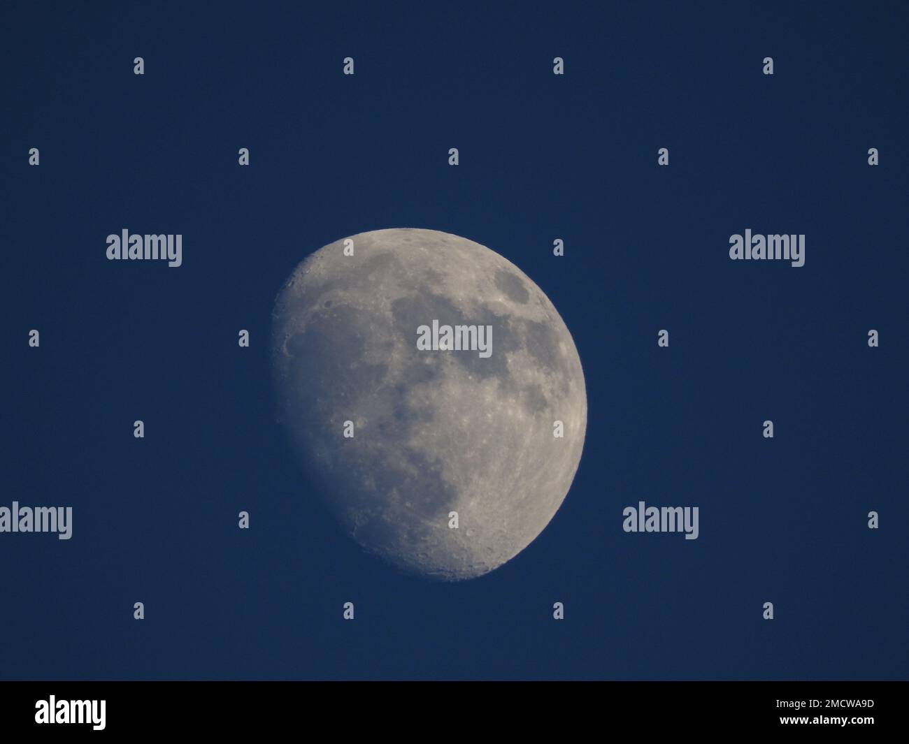 A close up shot of the half-moon in the blue sky Stock Photo - Alamy