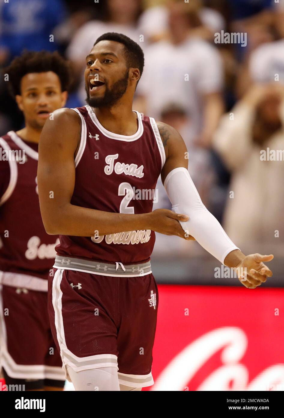 Texas Southern guard AJ Lawson (2) takes a breather during the first ...