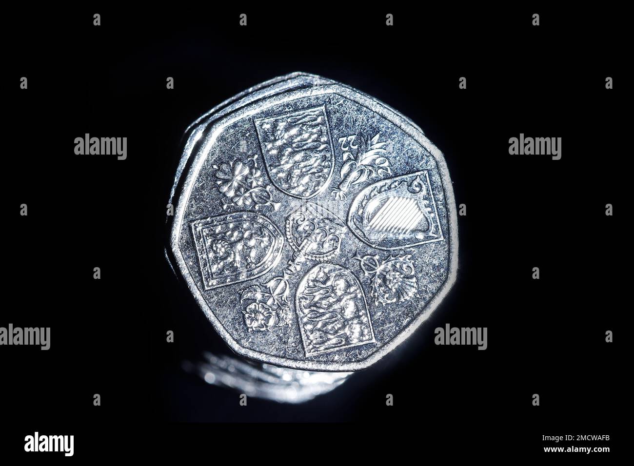 First coin effigy of King Charles III on 2022 50 pence coins Stock ...