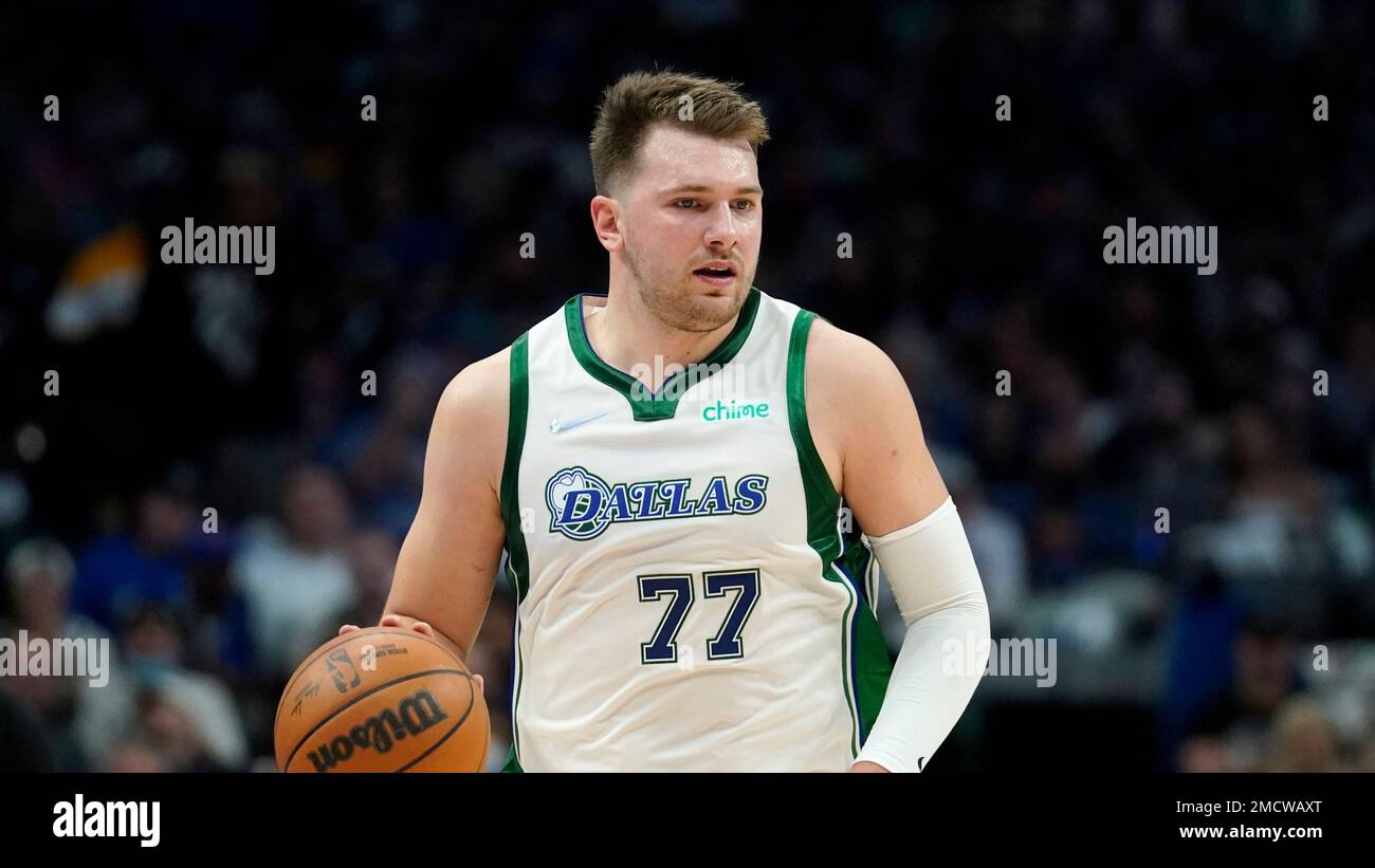 Dallas Mavericks' Luka Doncic advances the ball up court against the ...