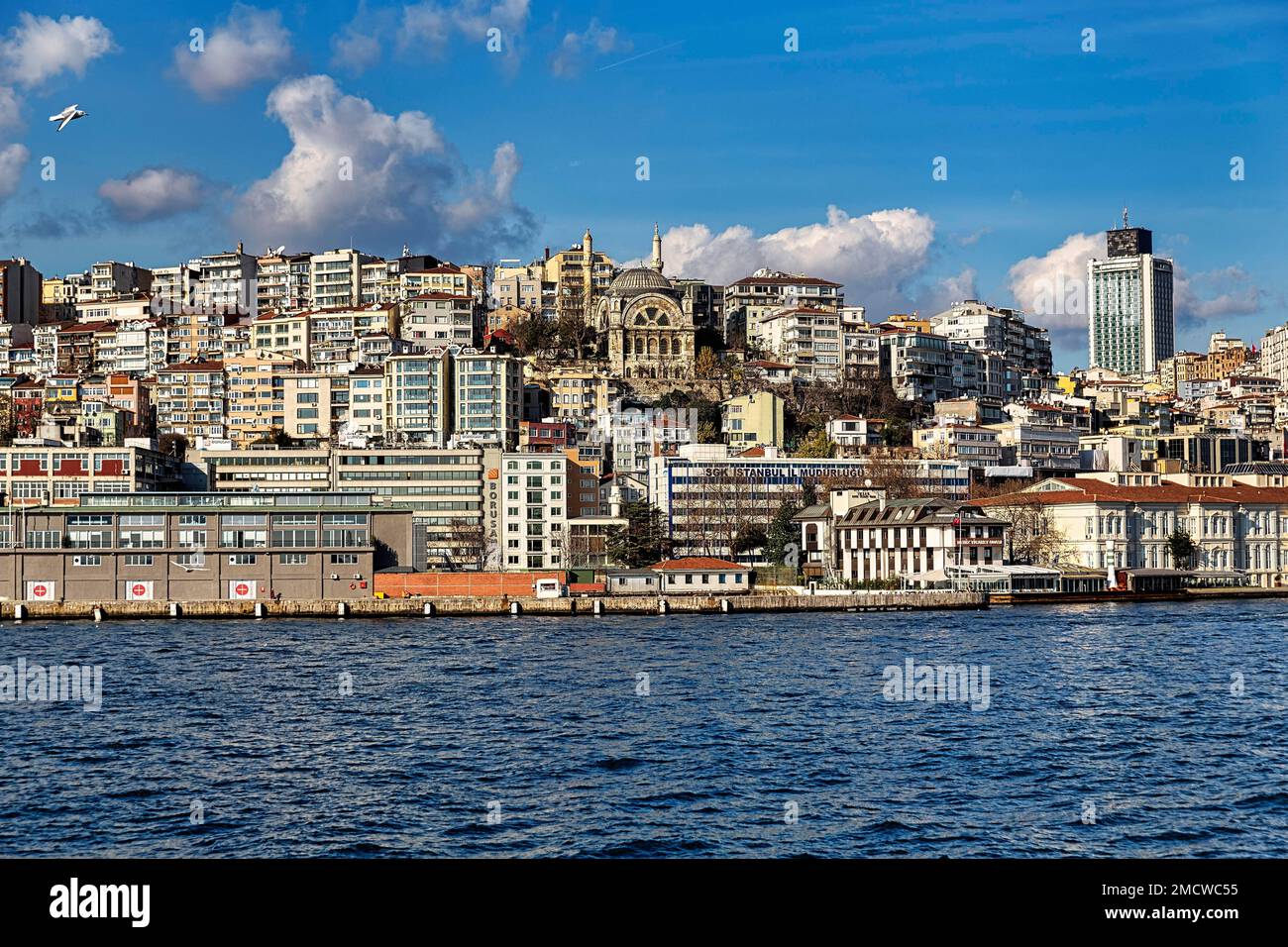 Residential buildings and Cihangir Mosque on the slope, Bosphorus ...