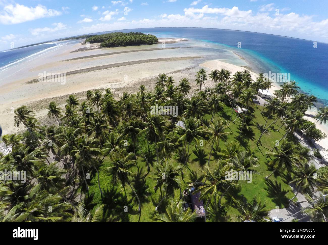 FILE - An aerial photo shows a small section of an atoll at Majuro ...