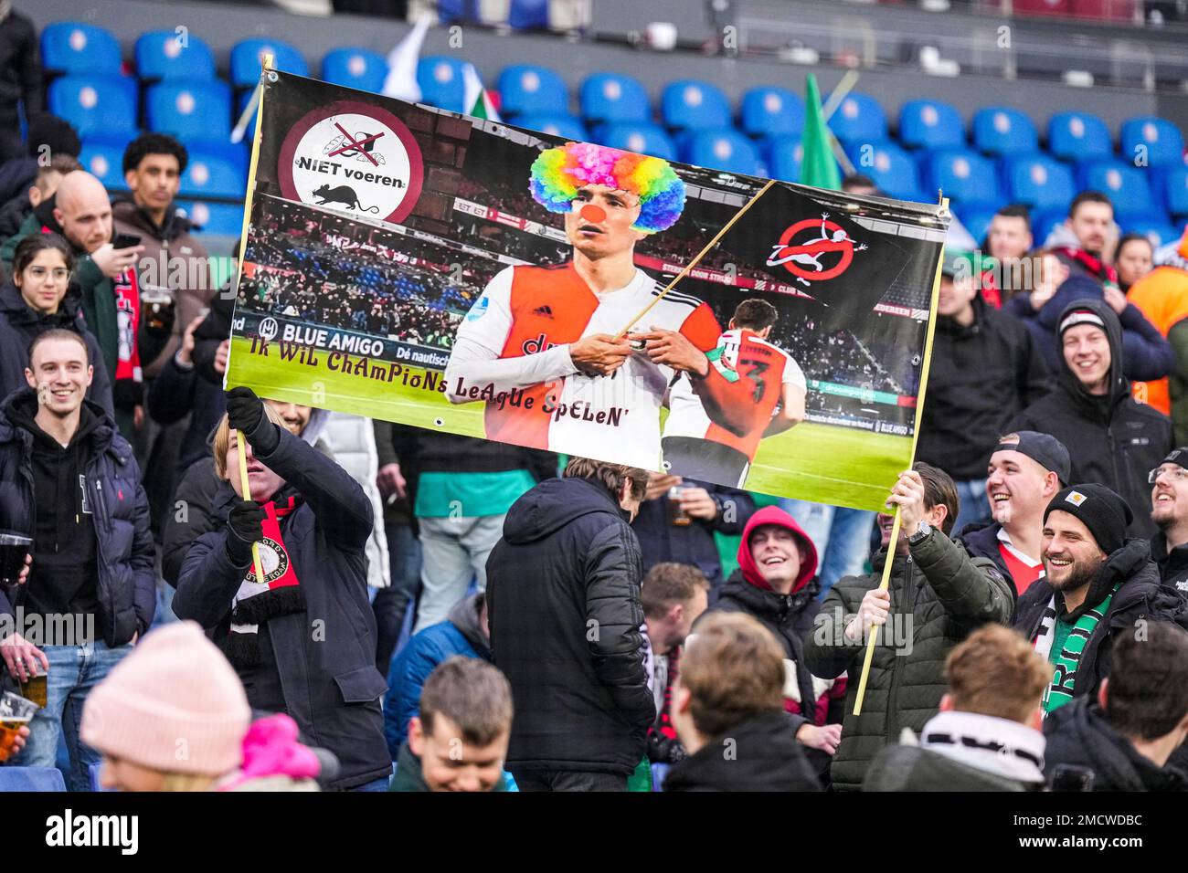 Rotterdam - Supporters of Feyenoord with a Steven Berghuis banner ...